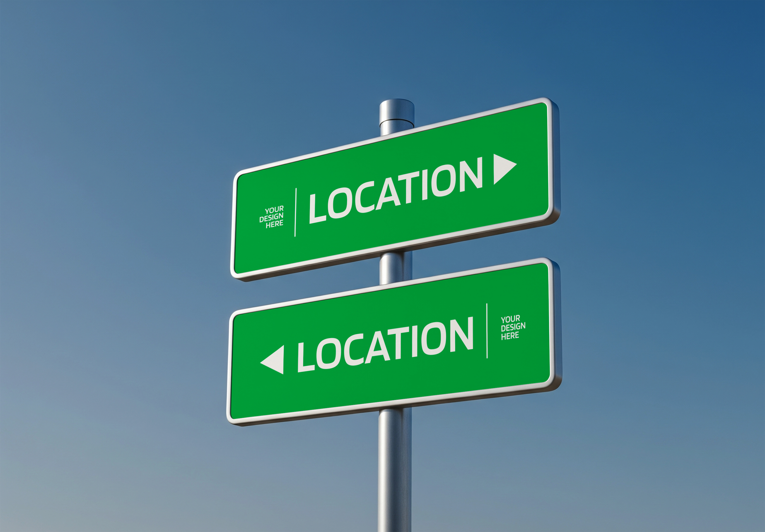 Double-Sided Road Sign Mockup - Green Directional Sign Template