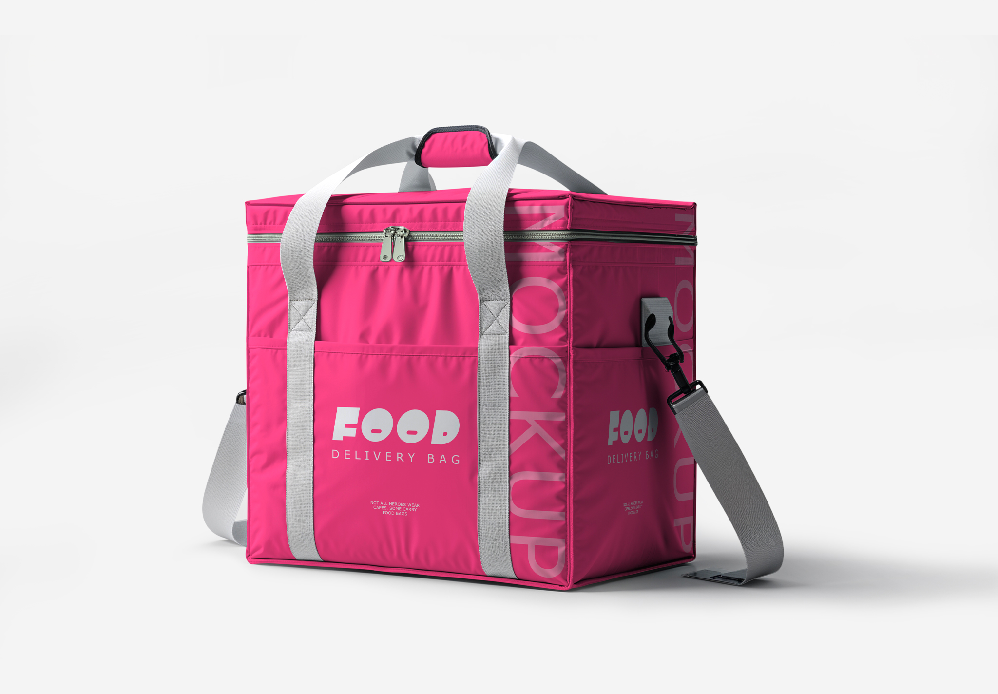Food Delivery Bag Mockup – Vibrant Pink Insulated Carrier